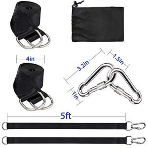 Tree Swing Hanging Straps Kit Holds 2000 lbs,5ft Extra Long Straps Strap with Safer Lock Snap Carabiner Hooks Perfect for Tree Swing & Hammocks, Perfect for Swings,Carry Pouch Easy Fast Installation