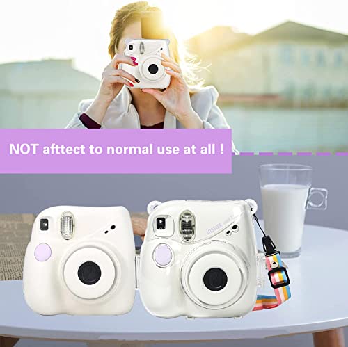 MUZIRI KINOKOO Instax Mini 7+ case, Camera Case for Fuji Instax Mini 7 Plus/Mini 7 + Instant Camera Clear Case with Shoulder Strap and Photo Pocket