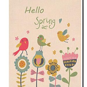 BLKWHT Hello Spring Garden Flag Vertical Double Sided 12.5 x 18 Inch Easter Bird Floal Yard Decor