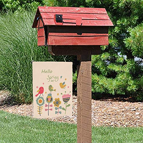 BLKWHT Hello Spring Garden Flag Vertical Double Sided 12.5 x 18 Inch Easter Bird Floal Yard Decor