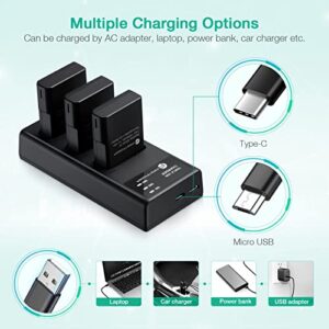 FirstPower EN-EL14 / EN-EL14a Battery 3-Pack and Triple Slot Charger for Nikon D3500 D3400 D3300 D3200 D3100 D5600 D5500 D5300 D5200 D5100 DF Coolpix P7000 P7100 P7700 P7800 Cameras