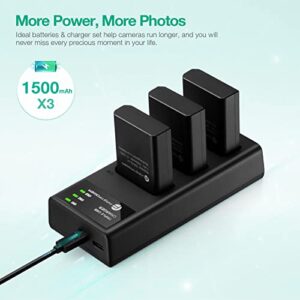 FirstPower EN-EL14 / EN-EL14a Battery 3-Pack and Triple Slot Charger for Nikon D3500 D3400 D3300 D3200 D3100 D5600 D5500 D5300 D5200 D5100 DF Coolpix P7000 P7100 P7700 P7800 Cameras