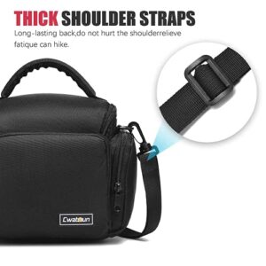 Cwatcun Single Shoulder Crossbody Compact Camera Bag Case Compatible for Canon Nikon Sony SLR DSLR Mirrorless Cameras and Lenses Waterproof Black