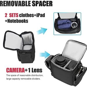 Cwatcun Single Shoulder Crossbody Compact Camera Bag Case Compatible for Canon Nikon Sony SLR DSLR Mirrorless Cameras and Lenses Waterproof Black