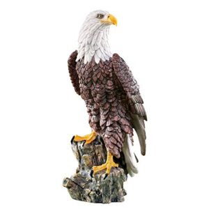 collections etc magnificent bald eagle on stump garden statue, outdoor decorative figurine for yard or garden