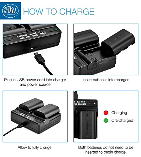 BM 2-Pack of LP-E6N Batteries and Dual Battery Charger for Canon EOS R, EOS R5, EOS 90D, EOS 60D, EOS 70D, EOS 80D, EOS 5D II, 5D III, 5D IV, EOS 6D, EOS 6D II, EOS 7D, EOS 7D II, XC10, XC15 Cameras