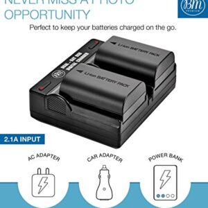 BM 2-Pack of LP-E6N Batteries and Dual Battery Charger for Canon EOS R, EOS R5, EOS 90D, EOS 60D, EOS 70D, EOS 80D, EOS 5D II, 5D III, 5D IV, EOS 6D, EOS 6D II, EOS 7D, EOS 7D II, XC10, XC15 Cameras