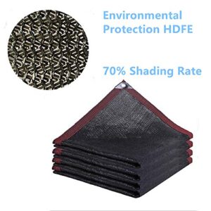 70% Sunblock Shade Cloth, Sun Mesh Tarp Taped Edge with Grommets, 6.5 ft X 10ft Black Shade Netting for Plants Greenhouse Patio Outdoor Garden Included 10pcs 5" Ball Bungee(10ftx6.5ft)