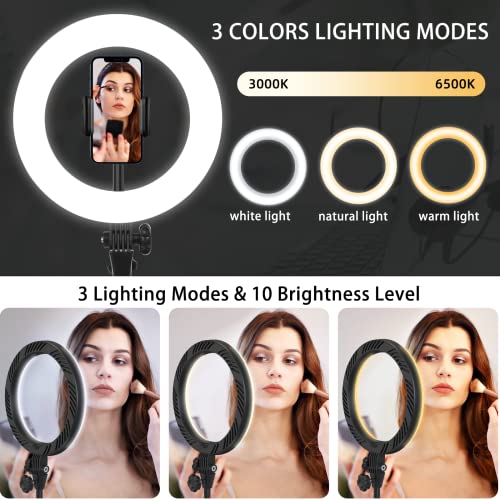 Desktop Ring Light for Zoom Meetings - 10.5'' Computer Ring Lights with Stand and Phone Holder, Laptop Ring Light for Video Conference/Online Video Call/Make up/Video Recording/Webcam/Live Streaming