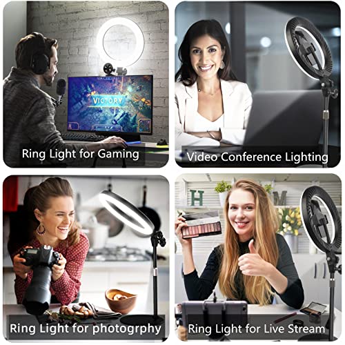 Desktop Ring Light for Zoom Meetings - 10.5'' Computer Ring Lights with Stand and Phone Holder, Laptop Ring Light for Video Conference/Online Video Call/Make up/Video Recording/Webcam/Live Streaming