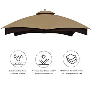 Eurmax USA High Performance Replacement Canopy Top for Lowe's Allen Roth Heavy Duty Gazebo Roof Gazebo Top with Air Vent 10X12 Gazebo Cover #GF-12S004B-1, Replacement Top Only (Khaki)