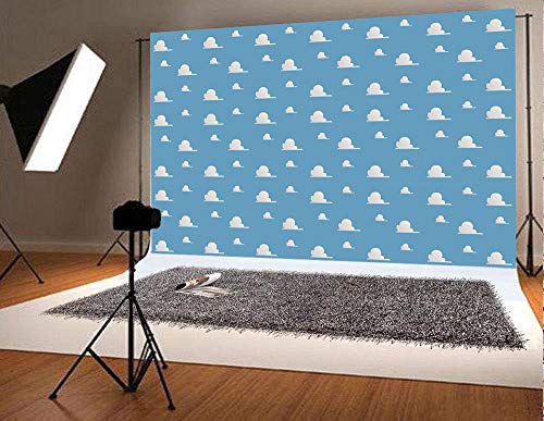 Art Studio 7x5ft It's a Boy Story Themed Birthday Party Photography Backdrops Blue Sky White Clouds Baby Shower Photo Background Kids Hero Photo Booth Studio Props Vinyl