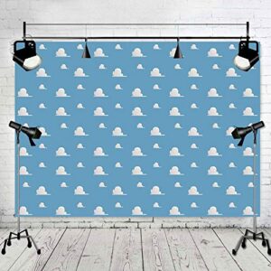 Art Studio 7x5ft It's a Boy Story Themed Birthday Party Photography Backdrops Blue Sky White Clouds Baby Shower Photo Background Kids Hero Photo Booth Studio Props Vinyl