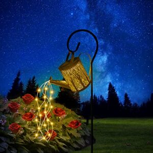 solar watering can with lights, outdoor garden decor hanging lantern waterproof landscape lights outside decorations for patio yard art flower bed backyard gardening gifts for mom grandma women