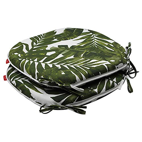 SleepMan Outdoor Chair Pads Seat Cushions U Shape Home Chair Cushion for Garden Patio, Set of 2 (Set of 2, Green Leaves)