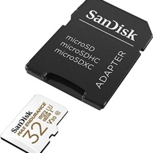 SanDisk 32GB MAX Endurance microSDHC Card with Adapter for Home Security Cameras and Dash cams - C10, U3, V30, 4K UHD, Micro SD Card - SDSQQVR-032G-GN6IA