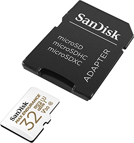 SanDisk 32GB MAX Endurance microSDHC Card with Adapter for Home Security Cameras and Dash cams - C10, U3, V30, 4K UHD, Micro SD Card - SDSQQVR-032G-GN6IA