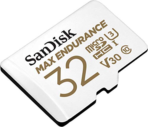 SanDisk 32GB MAX Endurance microSDHC Card with Adapter for Home Security Cameras and Dash cams - C10, U3, V30, 4K UHD, Micro SD Card - SDSQQVR-032G-GN6IA