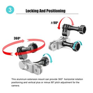 Aluminum Ball gopro Handlebar Mount, 360 Rotation and Lock Any Direction, Shock-Resistant, Compatible with Gopro Max Hero 9 8 DJI OSMO Action Camera