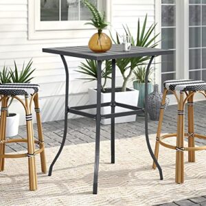 Verano Garden 3 Pieces Patio Bar Set, All Weather Outdoor Bistro Set, High Top Patio Table with Wooden Look Top and Chairs with Soft Cushion for Patio, Backyard, Porch, Garden or Poolside