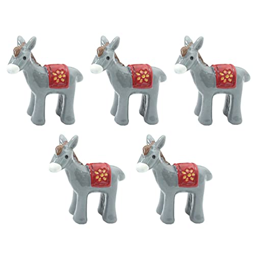 generic Miniature Animals Figurines Mini Resin Donkey Fairy Garden Micro Landscape Decoration DIY Terrarium Crafts Bonsai Ornament 5pcs