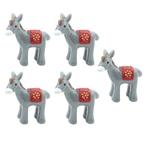 generic Miniature Animals Figurines Mini Resin Donkey Fairy Garden Micro Landscape Decoration DIY Terrarium Crafts Bonsai Ornament 5pcs