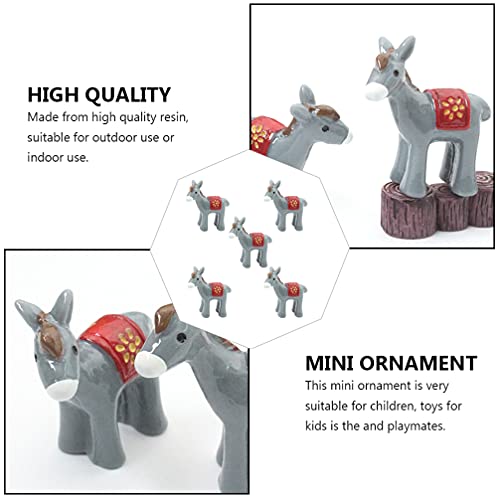 generic Miniature Animals Figurines Mini Resin Donkey Fairy Garden Micro Landscape Decoration DIY Terrarium Crafts Bonsai Ornament 5pcs