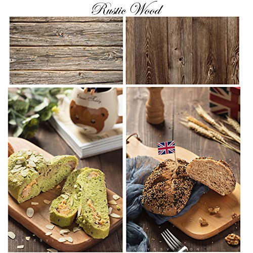 Food Photography Backdrops Paper 4 Pack Kit 22x34Inch/ 56x86cm Double Sided Photo Background Rolls Marble Wood Flat Lay for Product Jewelry Tabletop Prop Pictures, 8 Patterns