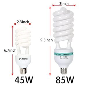 Aqirui 85W Light Bulb 5500K CFL Daylight Spiral Softbox Bulb in E27 Socket for Photography Photo Video Studio Lighting 1 Pack