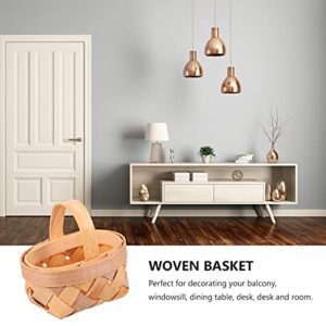 Housoutil Mini Woven Basket with Handles, 12Pack Miniature Flower Basket Farmhouse Small Basket Dollhouse Picnic Basket Tiny Candy Gift Baskets for Fairy Garden Micro Landscape