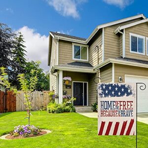 Patriotic Stripes Star Because of the Brave Garden flag,4th of July Memorial Day Independence Day Yard Outdoor Decoration 12.5x18 Inch