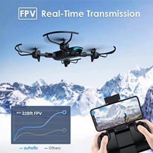 WiFi FPV Drone with 1080P HD Camera, Zuhafa ,40 Mins Flight Time,Foldable Drone for Beginners,Altitude Hold Mode, RTF One Key Take Off/Landing,3D Flips 2 Batteries, APP Control, Easy Toy for Kids & Adults