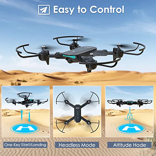 WiFi FPV Drone with 1080P HD Camera, Zuhafa ,40 Mins Flight Time,Foldable Drone for Beginners,Altitude Hold Mode, RTF One Key Take Off/Landing,3D Flips 2 Batteries, APP Control, Easy Toy for Kids & Adults