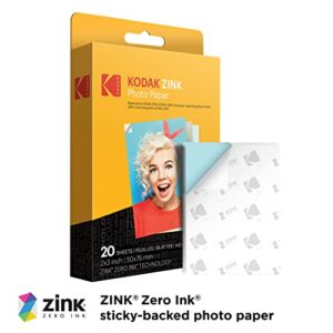 Kodak 2"x3" Premium Zink Photo Paper (20 Sheets) Compatible with Kodak Smile, Kodak Step, PRINTOMATIC