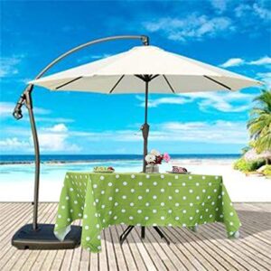 SquarePie 60x84'' Rectangle Outdoor Tablecloth with Zipper and Umbrella Waterproof Spillproof Table Linen Cloth for Camping Picnic Patio Garden, Green Polka Dot