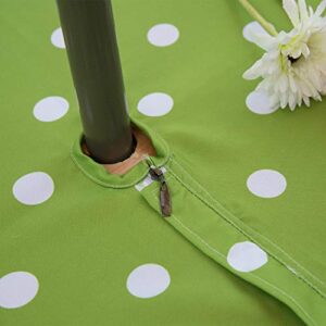 SquarePie 60x84'' Rectangle Outdoor Tablecloth with Zipper and Umbrella Waterproof Spillproof Table Linen Cloth for Camping Picnic Patio Garden, Green Polka Dot