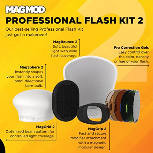 MagMod Professional Flash Kit 2 | Photography Lighting Flash Diffuser Set | Magnetic Light Diffuser Attachments | New and Improved MagMod Modifiers | Superior Light Control