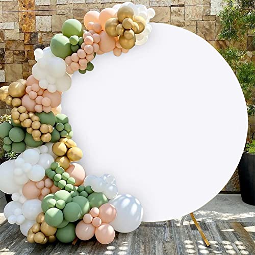 White Round Backdrop Cover 7.2x7.2ft White Circle Photo Photography Background for Birthday Party Wedding Decorations