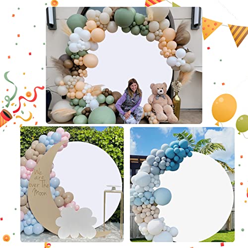 White Round Backdrop Cover 7.2x7.2ft White Circle Photo Photography Background for Birthday Party Wedding Decorations