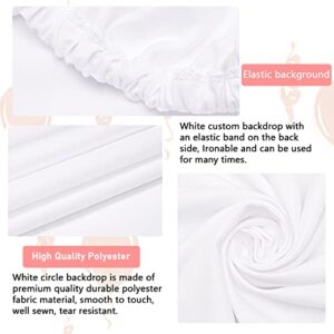 White Round Backdrop Cover 7.2x7.2ft White Circle Photo Photography Background for Birthday Party Wedding Decorations