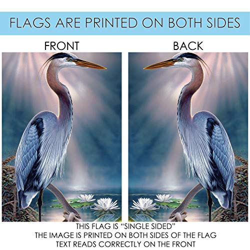 Toland Home Garden 1112452 Heron In Solitude Bird Flag 12x18 Inch Double Sided For Outdoor House Yard Decoration