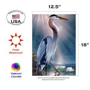 Toland Home Garden 1112452 Heron In Solitude Bird Flag 12x18 Inch Double Sided For Outdoor House Yard Decoration