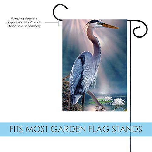 Toland Home Garden 1112452 Heron In Solitude Bird Flag 12x18 Inch Double Sided For Outdoor House Yard Decoration