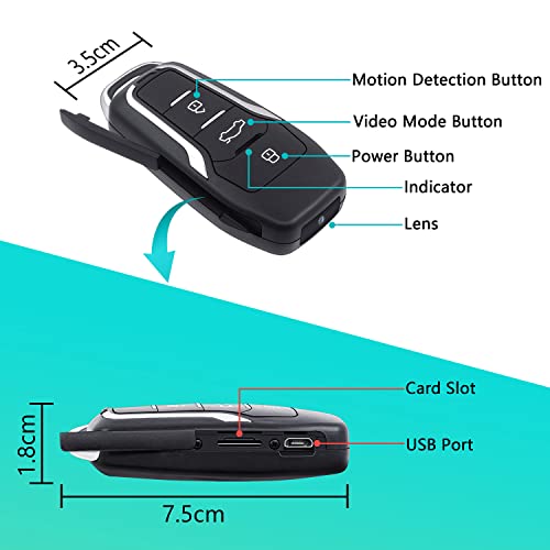 ClODGDGO 64GB Spy Camera Hidden Camera Car Key,360 Minutes Battery Life Mini Spy Camera, Nanny Cam Hidden Camera with HD 1080P,Surveillance & Security Cameras for Dating