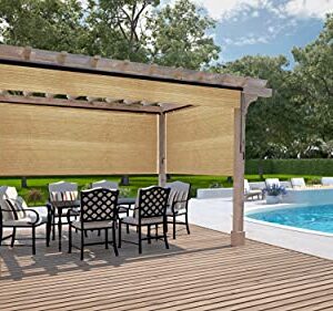 Easy2Hang Garden Shade Fabric Adjustable Vertical Side Wall Panel for Patio/Pergola/Window 6x6ft Wheat