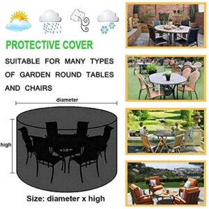 QIAOH Garden Furniture Covers Waterproof Round 76x36in, Patio Set Cover Waterproof, Table Chair Set Covers, Anti-Fading Cover for Outdoor Furniture Set