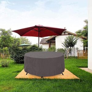 QIAOH Garden Furniture Covers Waterproof Round 76x36in, Patio Set Cover Waterproof, Table Chair Set Covers, Anti-Fading Cover for Outdoor Furniture Set