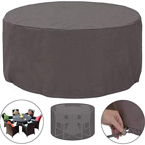 QIAOH Garden Furniture Covers Waterproof Round 76x36in, Patio Set Cover Waterproof, Table Chair Set Covers, Anti-Fading Cover for Outdoor Furniture Set