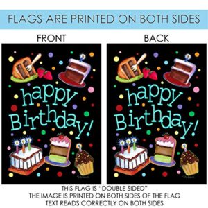 Toland Home Garden 102524 Happy Birthday Cake Birthday Flag 28x40 Inch Double Sided for Outdoor Party House Yard Decoration