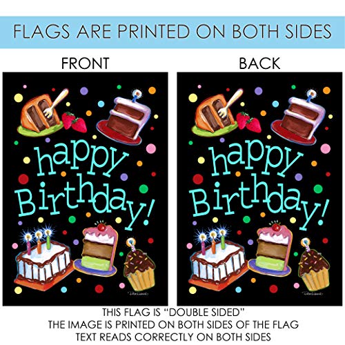 Toland Home Garden 102524 Happy Birthday Cake Birthday Flag 28x40 Inch Double Sided for Outdoor Party House Yard Decoration